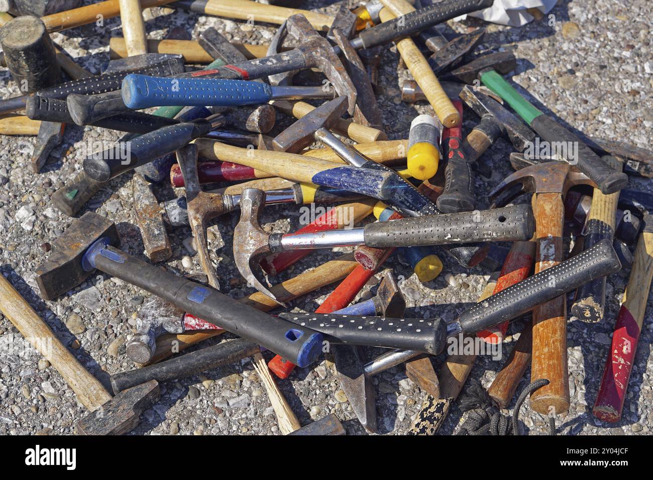 Big bunch of various shape and sizes of used hammers tools Stock Photo ...