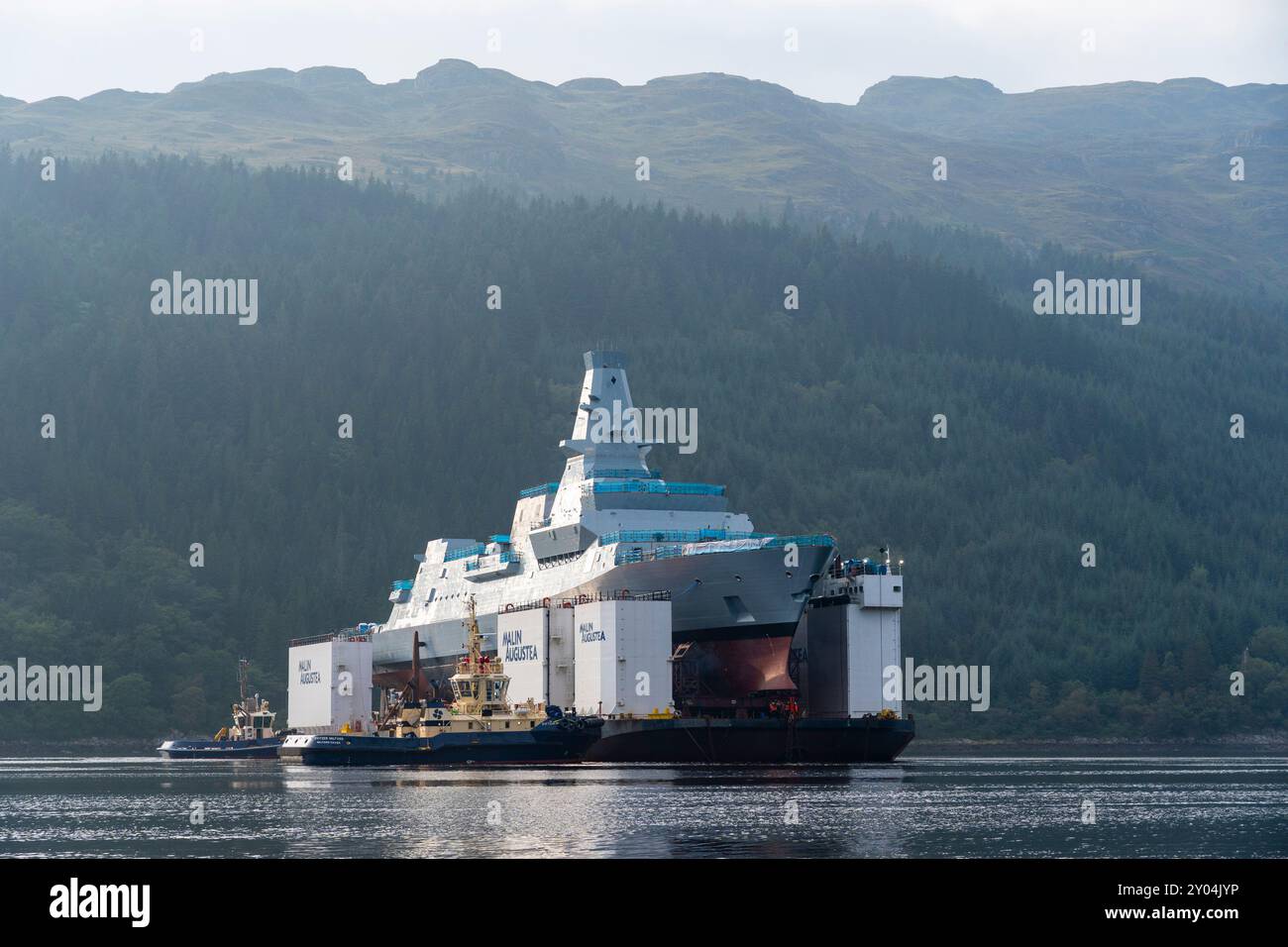 Glasgow, Scotland, UK. 30th August 2024. HMS Cardiff Type 26 frigate ...
