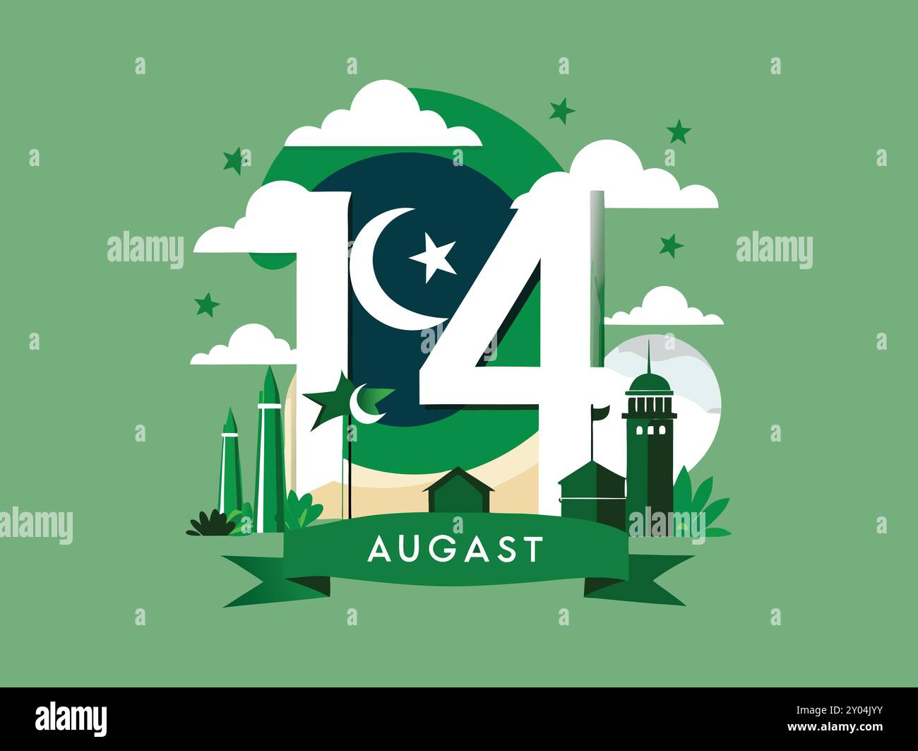 Happy Independence Day 14 August Pakistan Stock Vector Image & Art - Alamy