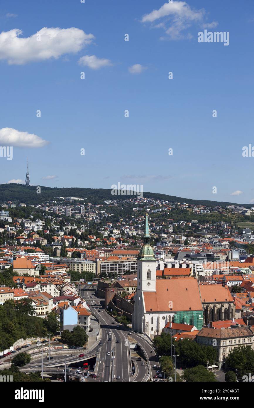 Slovakia, Bratislava, capital city cityscape with St. Martin Cathedral ...