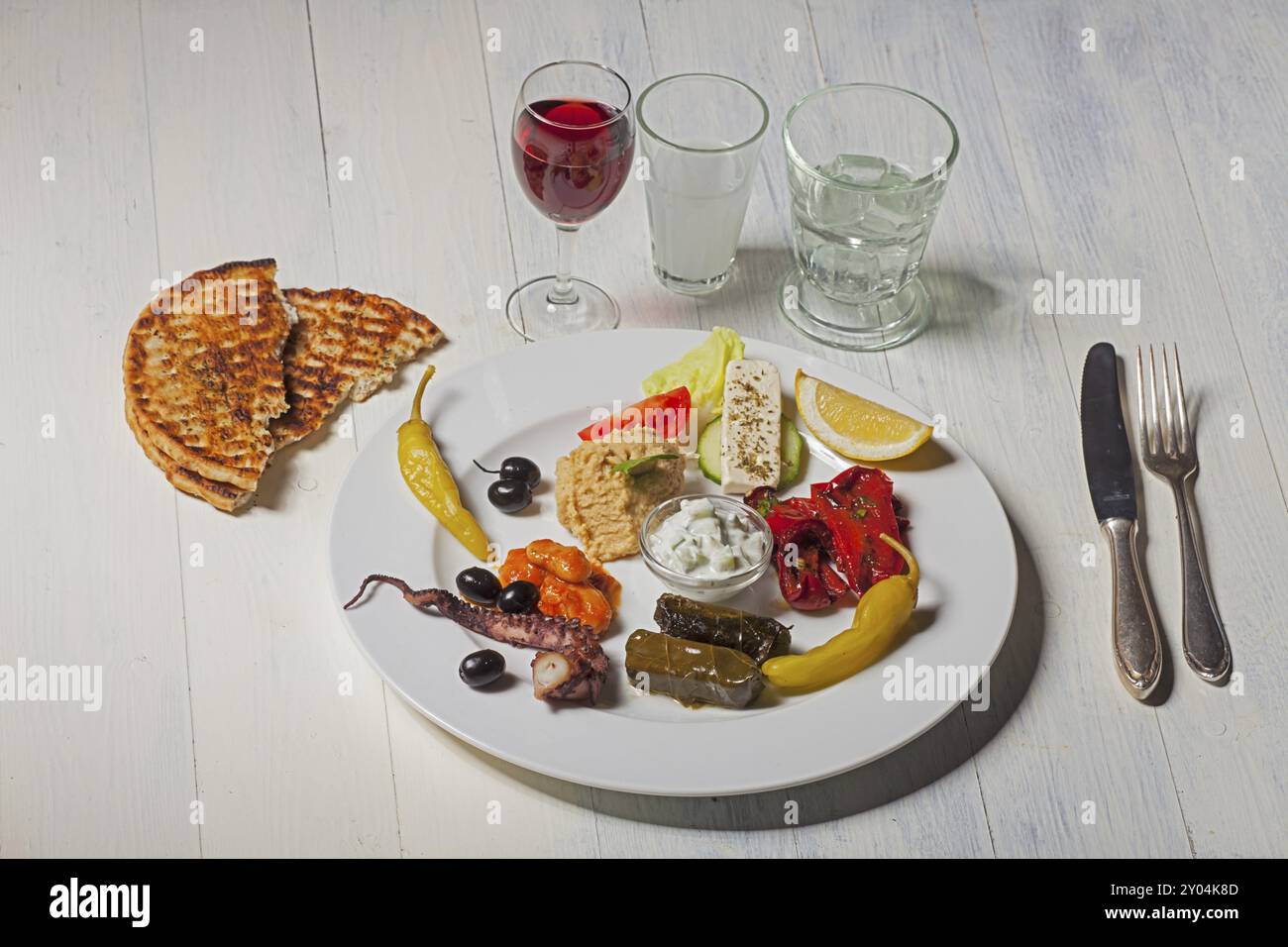 Selection of Greek starters Stock Photo - Alamy