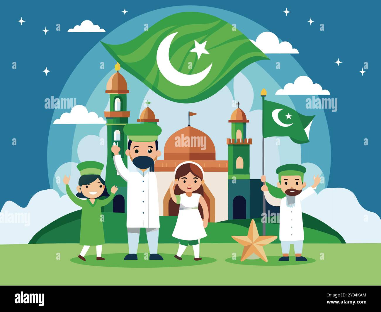 Happy Independence Day Pakistan Illustration Stock Vector Image & Art ...