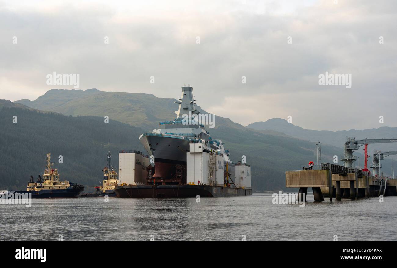 Glasgow, Scotland, UK. 30th August 2024. HMS Cardiff Type 26 frigate ...