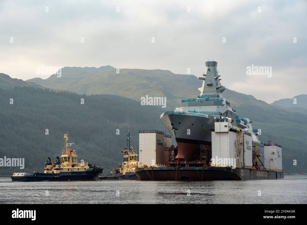 Glasgow, Scotland, UK. 30th August 2024. HMS Cardiff Type 26 frigate ...