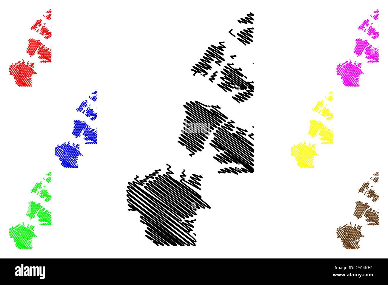 Inuvik Region (Canada, Northwest Territories, North America) map vector illustration, scribble ...