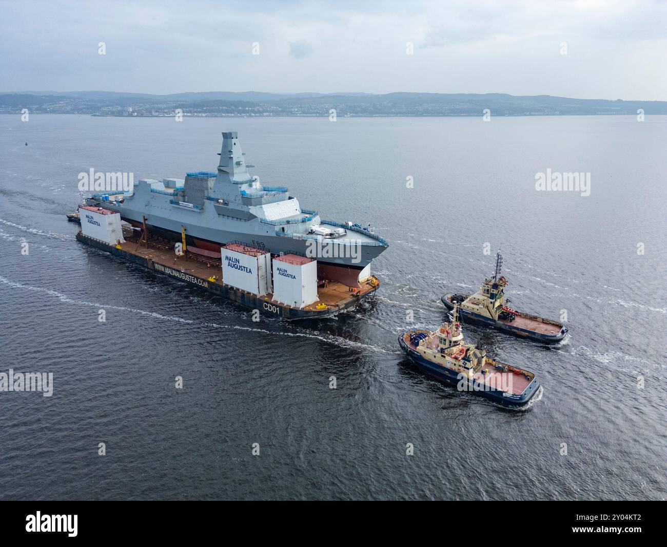 Glasgow, Scotland, UK. 30th August 2024. HMS Cardiff Type 26 frigate ...
