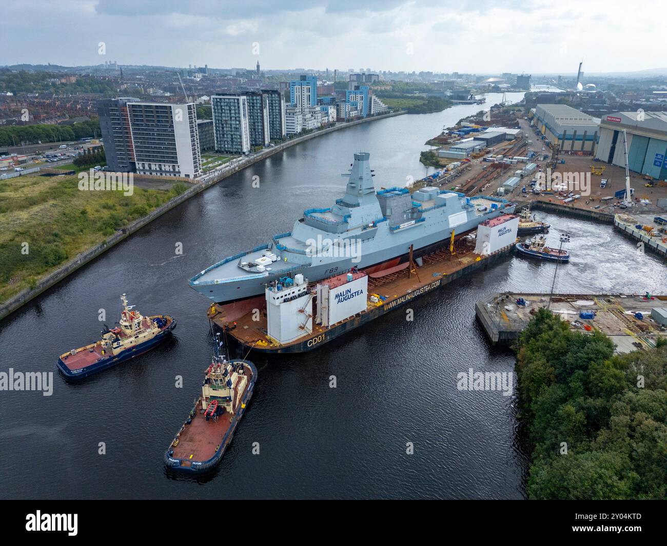 Glasgow, Scotland, UK. 30th August 2024. HMS Cardiff Type 26 frigate ...