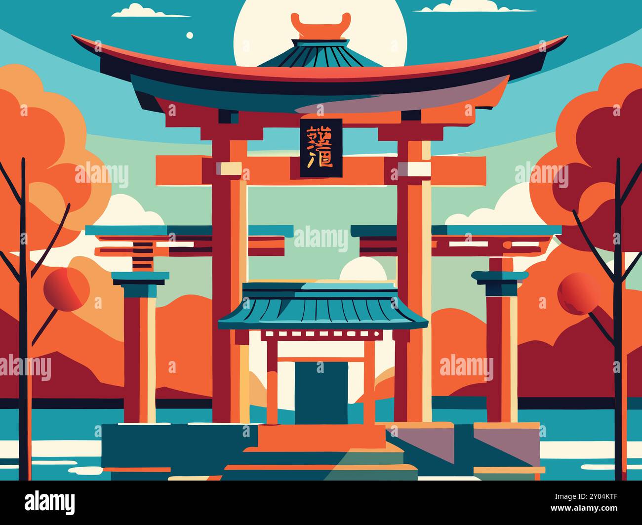 Shinto torii temple garden Stock Vector Images - Alamy