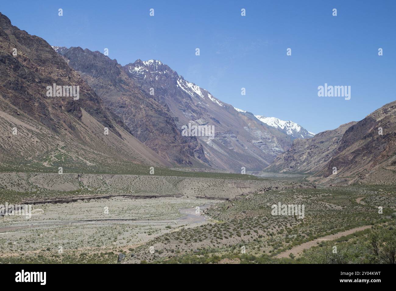 Landscape along National Route 7 through Andes moutain range close to ...