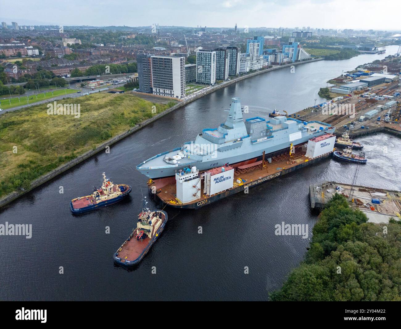 Glasgow, Scotland, UK. 30th August 2024. HMS Cardiff Type 26 frigate ...