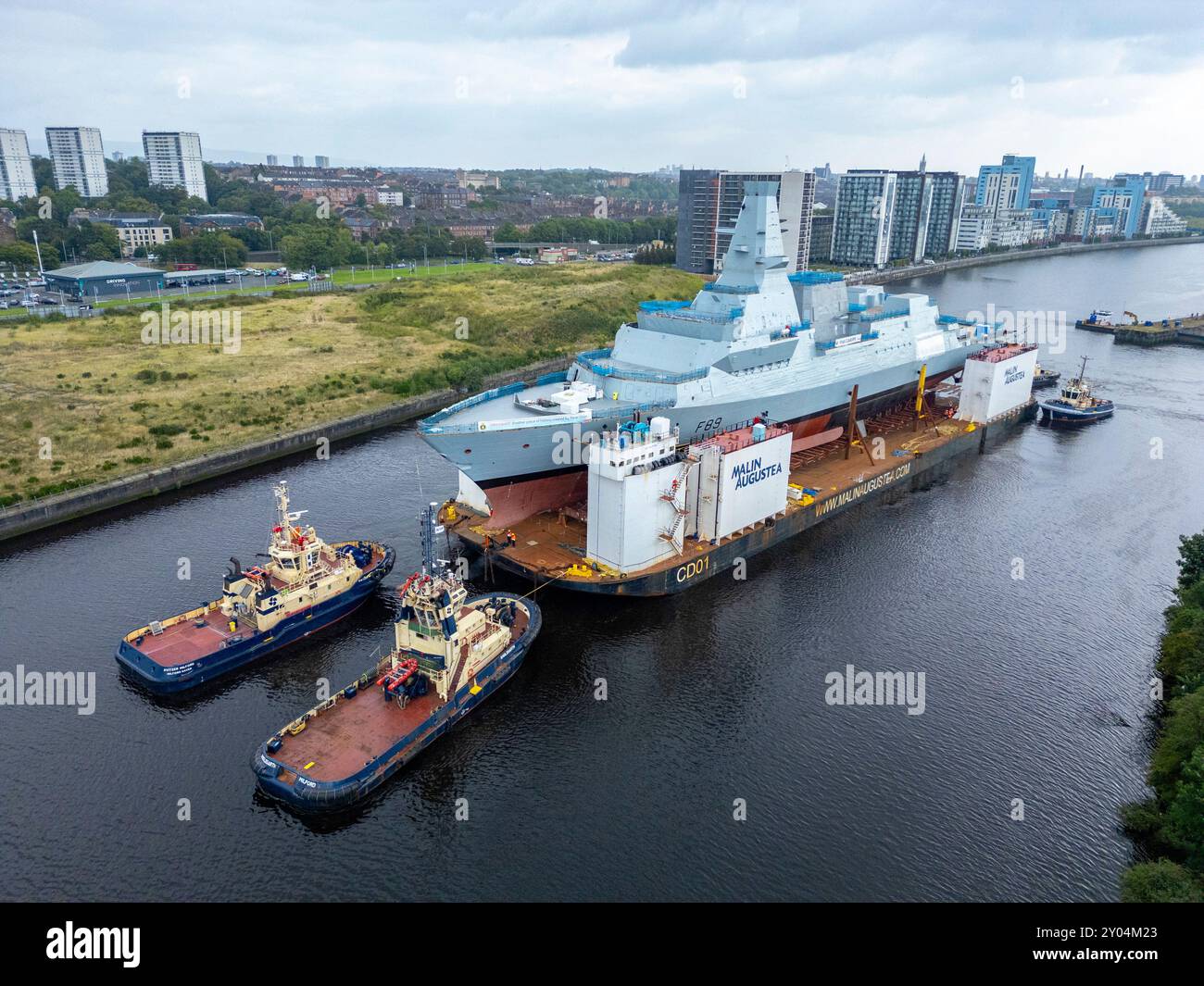 Glasgow, Scotland, UK. 30th August 2024. HMS Cardiff Type 26 frigate ...