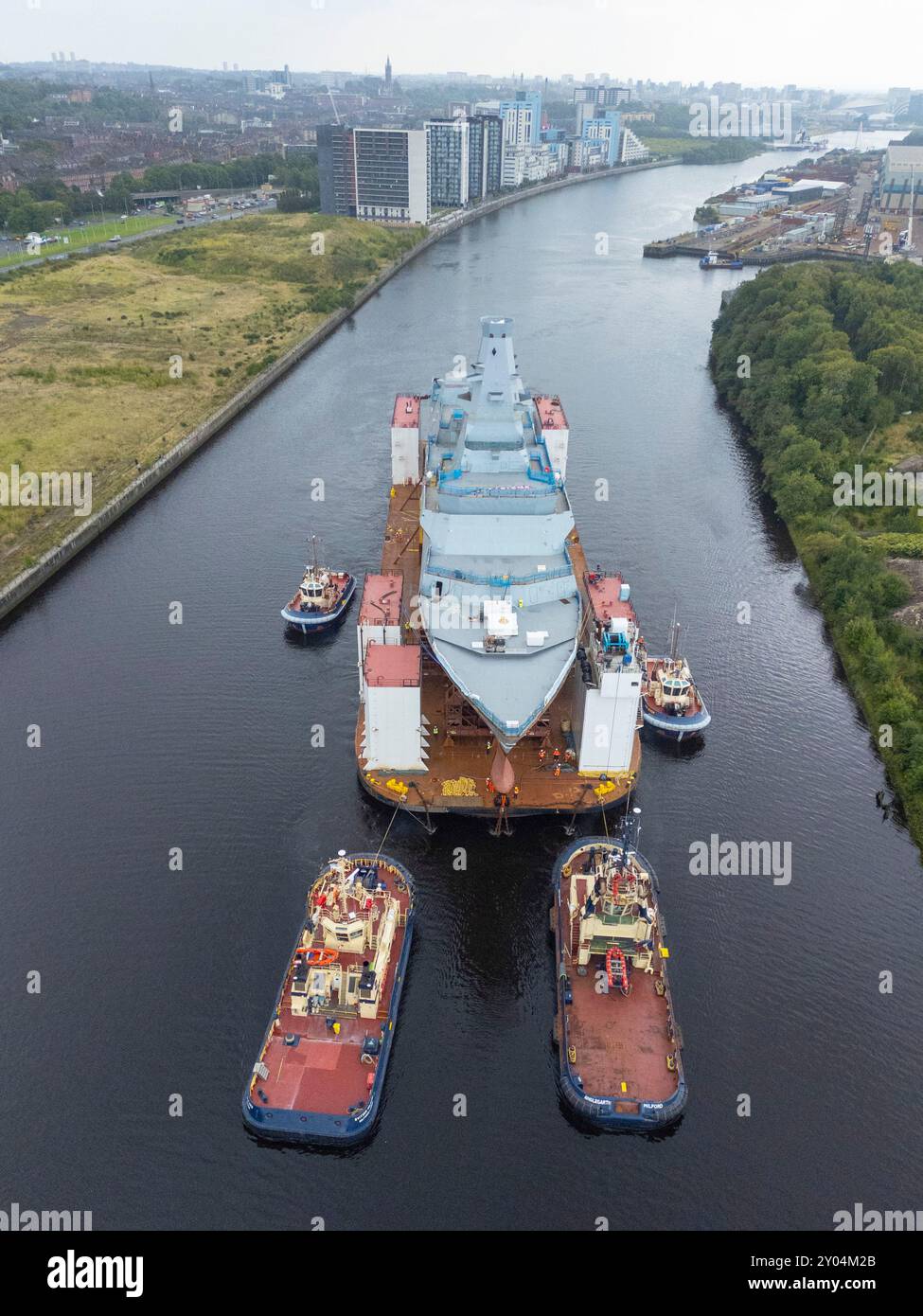 Glasgow, Scotland, UK. 30th August 2024. HMS Cardiff Type 26 frigate ...
