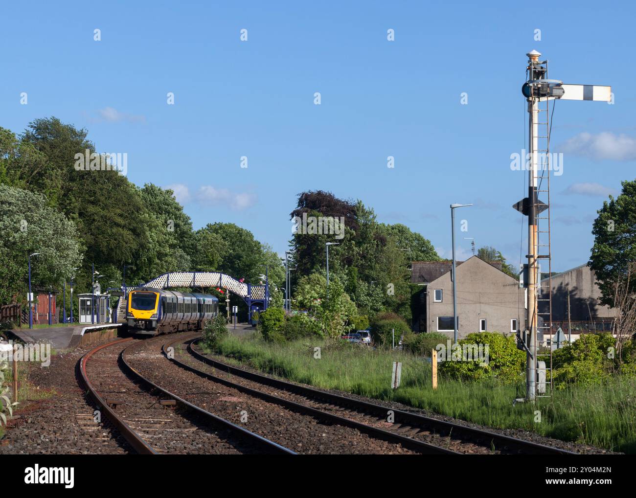 Northern Rail class 195 train 195109 calling at Arnside station on the ...