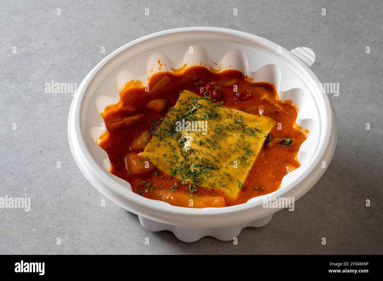 Fish cake soup, tteokbokki, spicy potato pancake, red pepper fries ...