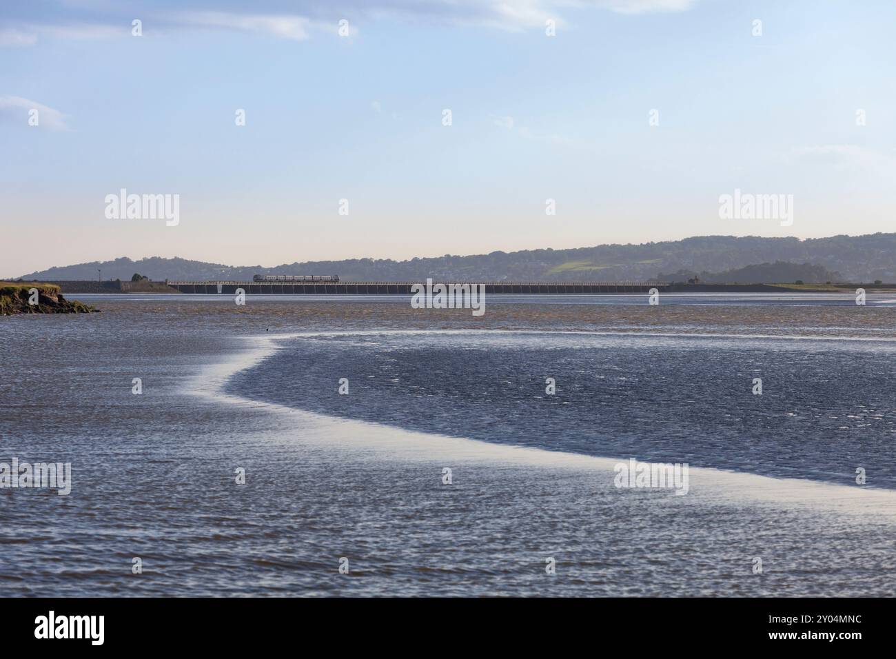 Northern rail CAF class195 train crossing Arnside viaduct across the ...