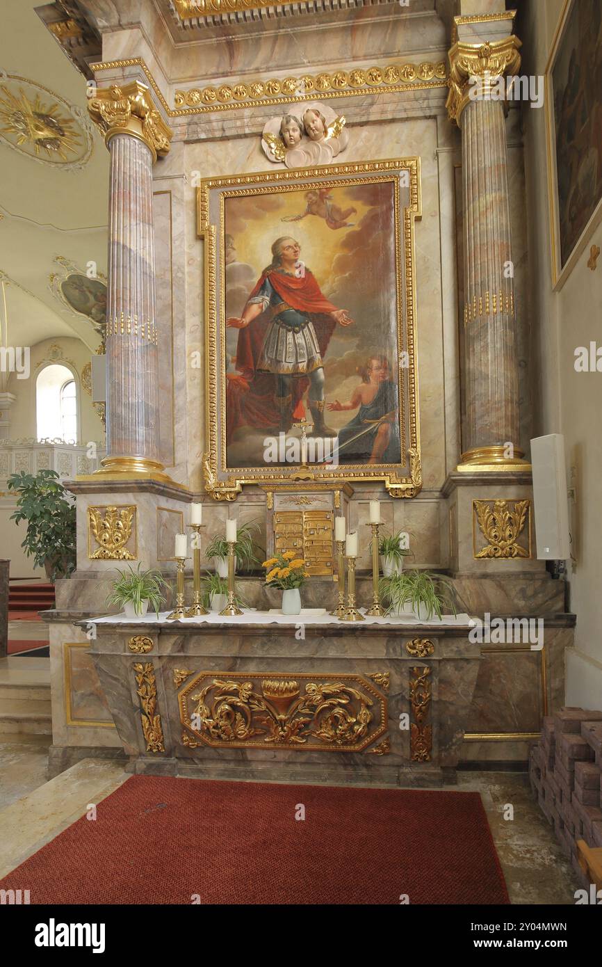Interior view of the town church of St Symphorian, altar with wall ...