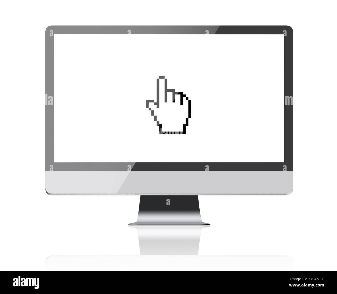 New monitor computer retina display with blank screen and hand cursor ...