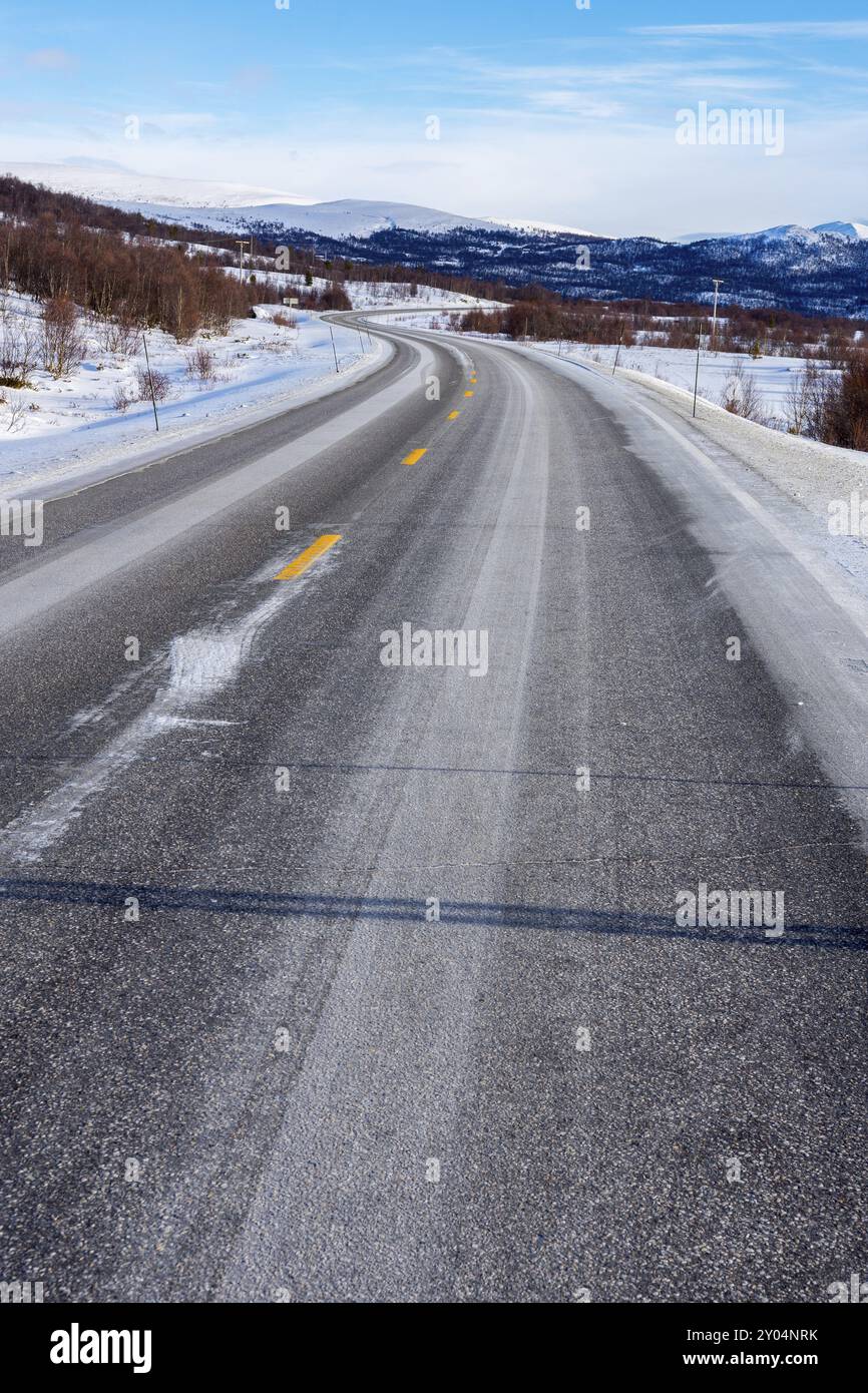 Frozen road in Norway Stock Photo - Alamy