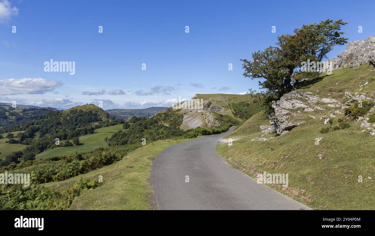 Driving on the Panorama Walk, near Llangollen, Denbigshire, Wales, UK ...