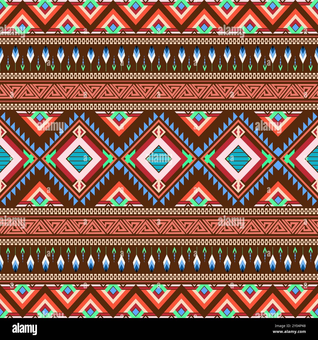 Colorful seamless fabric pattern in Navajo native American tribe art ...