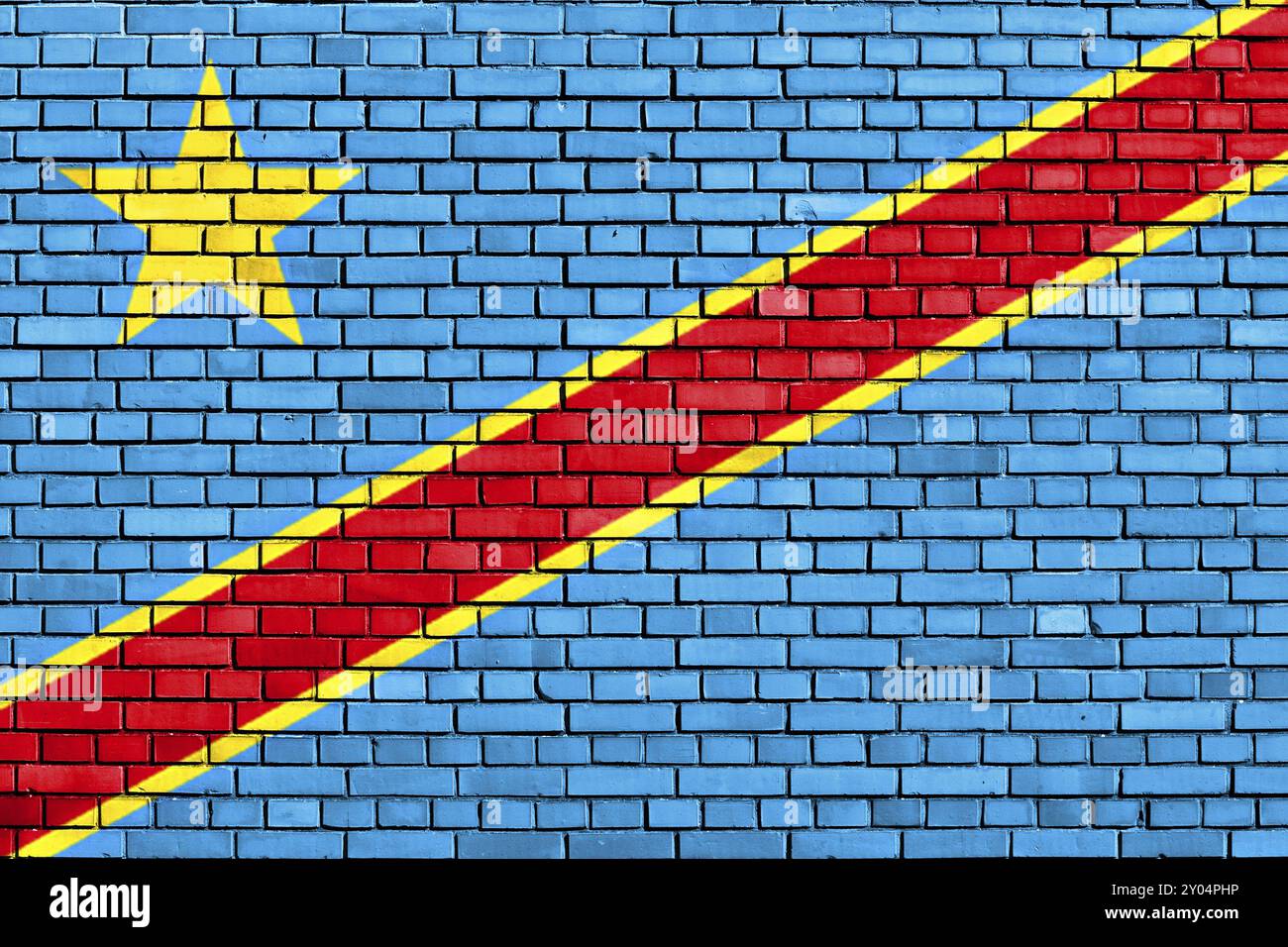 Flag of Kongo Kinshasa painted on brick wall Stock Photo - Alamy
