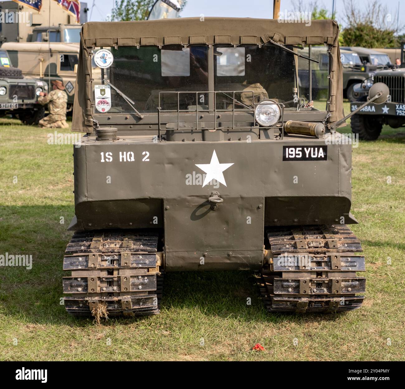 Vintage World War Two armoured vehicle with caterpillar tracks on ...
