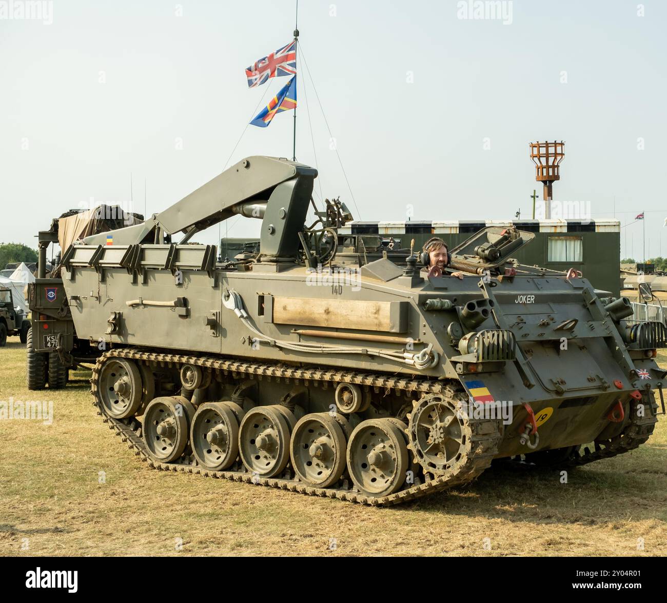 Vintage military tank and armoured vehicle on display at a public ...