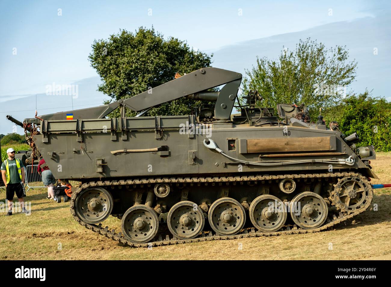 Close up of a military tank and armoured vehicle on display at a public ...