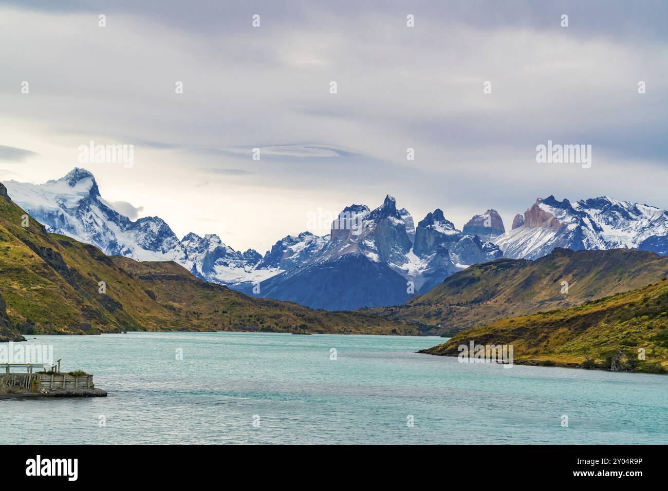 Scenic landscape of Torres del Paine National Park in Chile with the ...