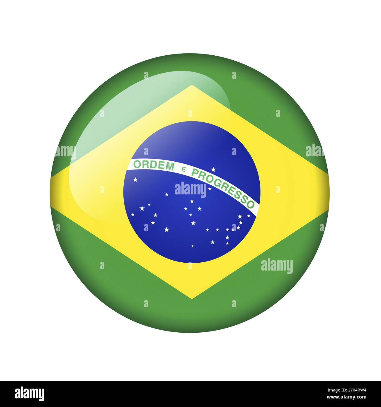 The Brazilian flag. Round glossy icon. Isolated on white background ...