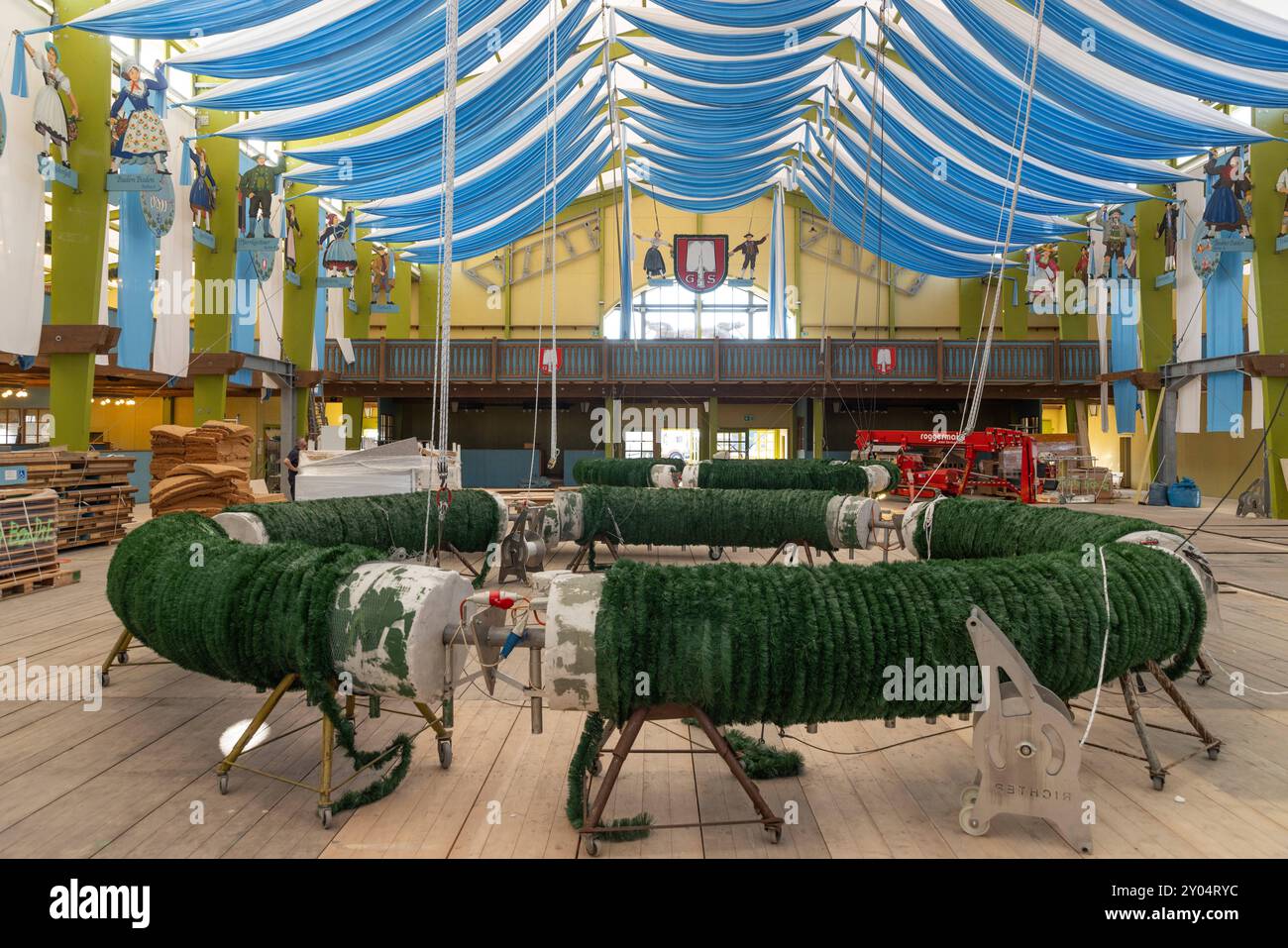 MUNICH, GERMANY - AUGUST 30: Setup of the annual Oktoberfest in Munich ...