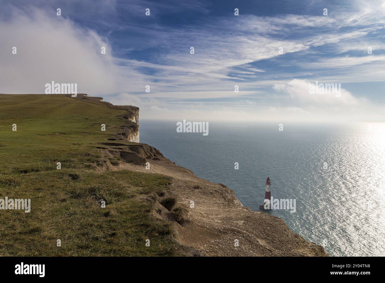 Beachy Head Lighthouse Cliff, near Eastblurne, East Sussex, England, UK ...