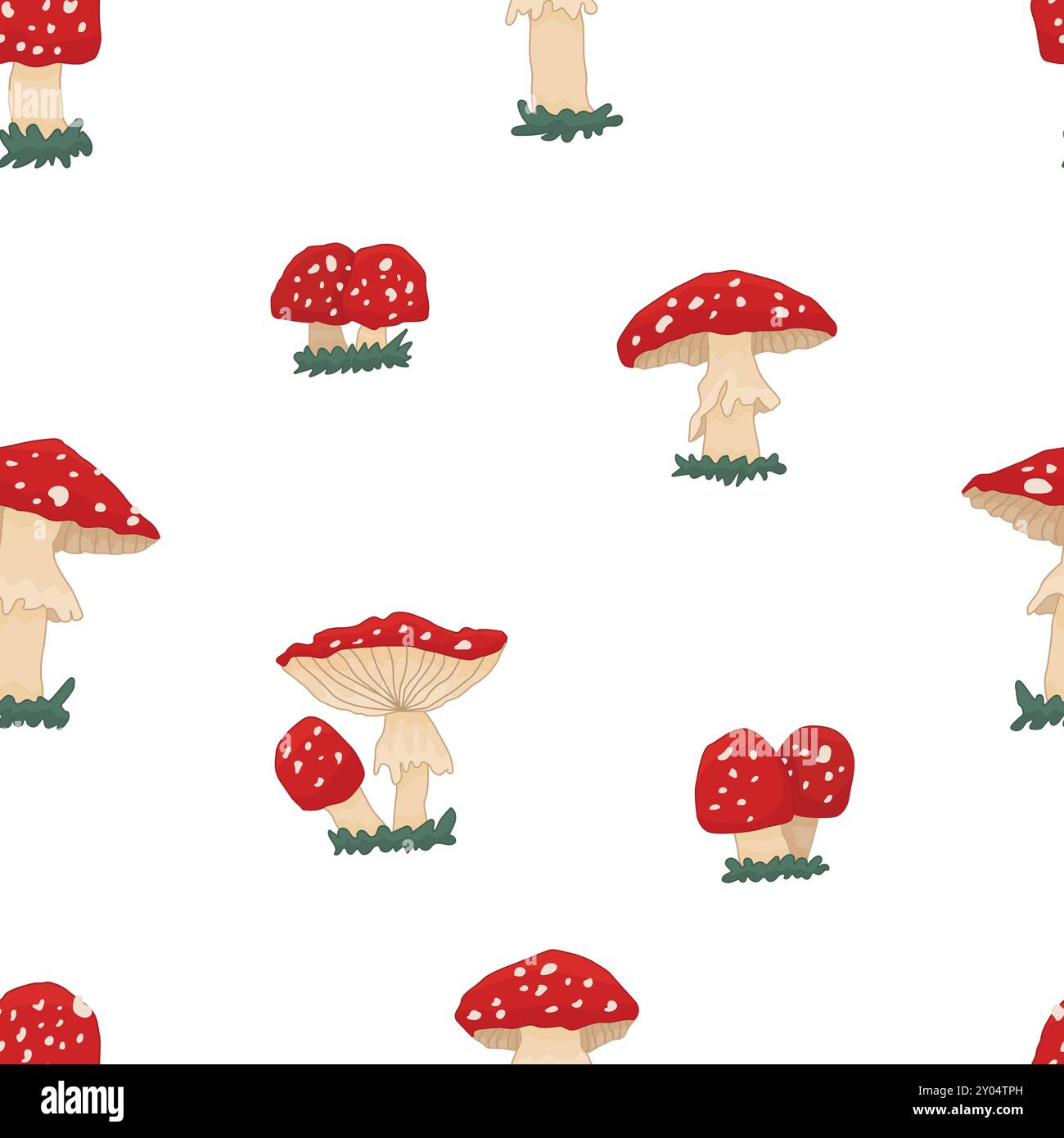 Red amanita mushrooms seamless abstract pattern. Autumn poisonous ...