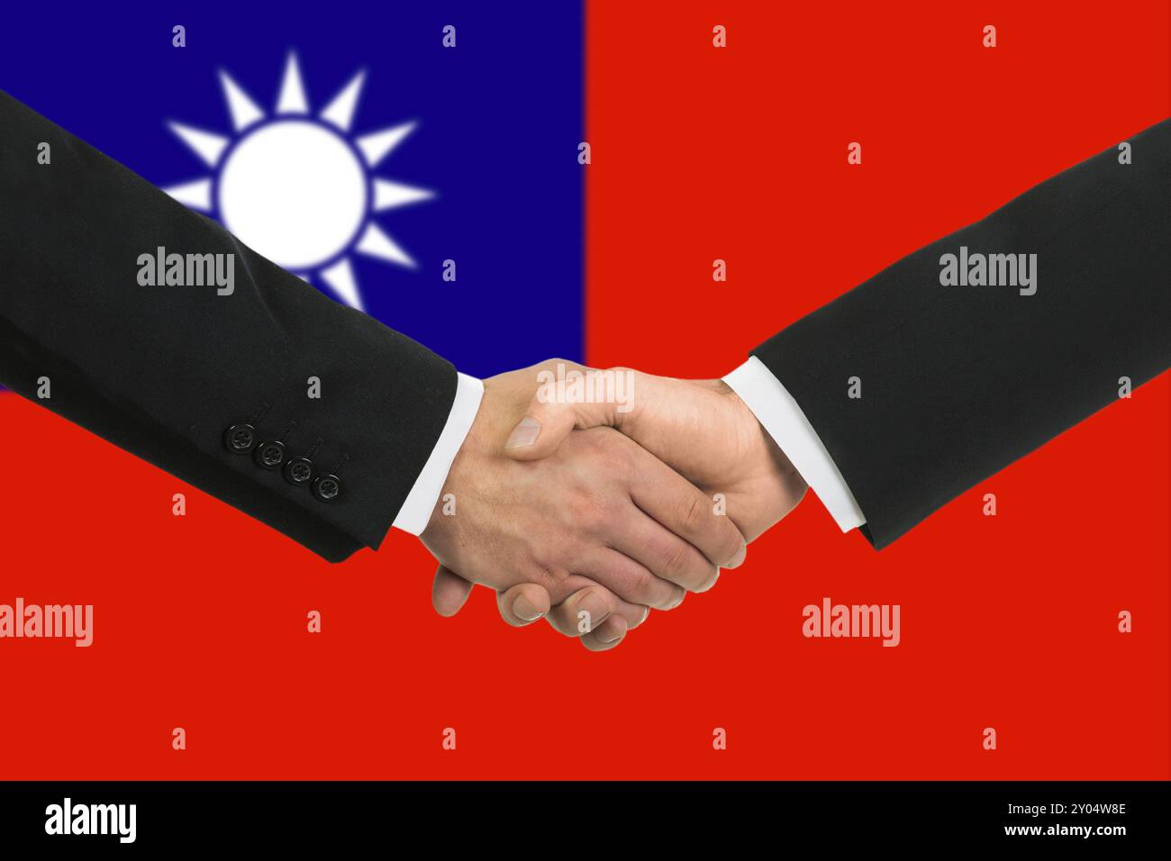 The Taiwan flag and business handshake Stock Photo - Alamy
