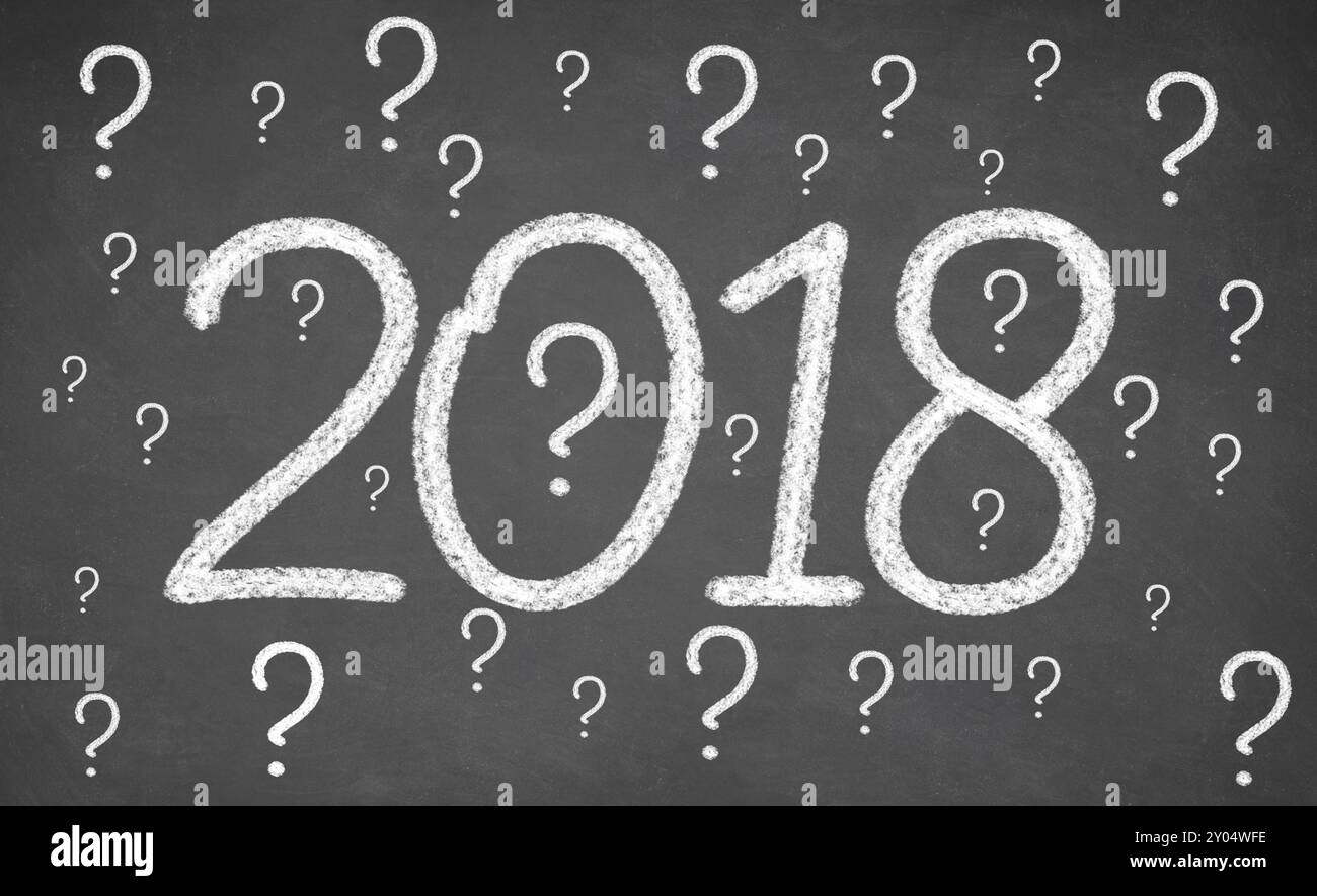 Image of numbers 2018 and question mark symbol on the blackboard Stock ...