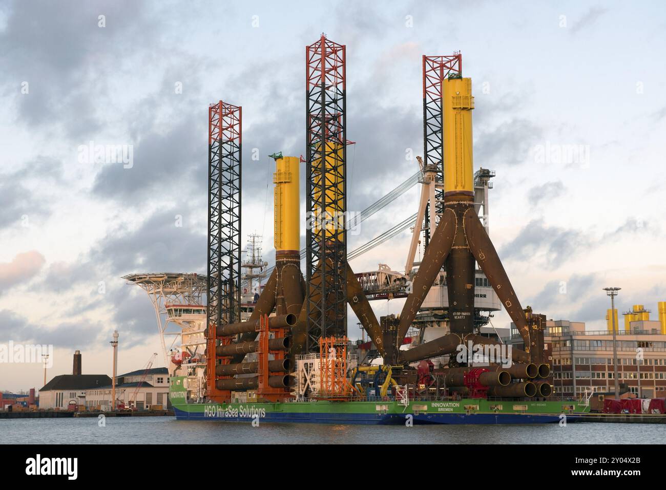 Juck up vessel Innovation loaded with parts for an off-shore windpark ...