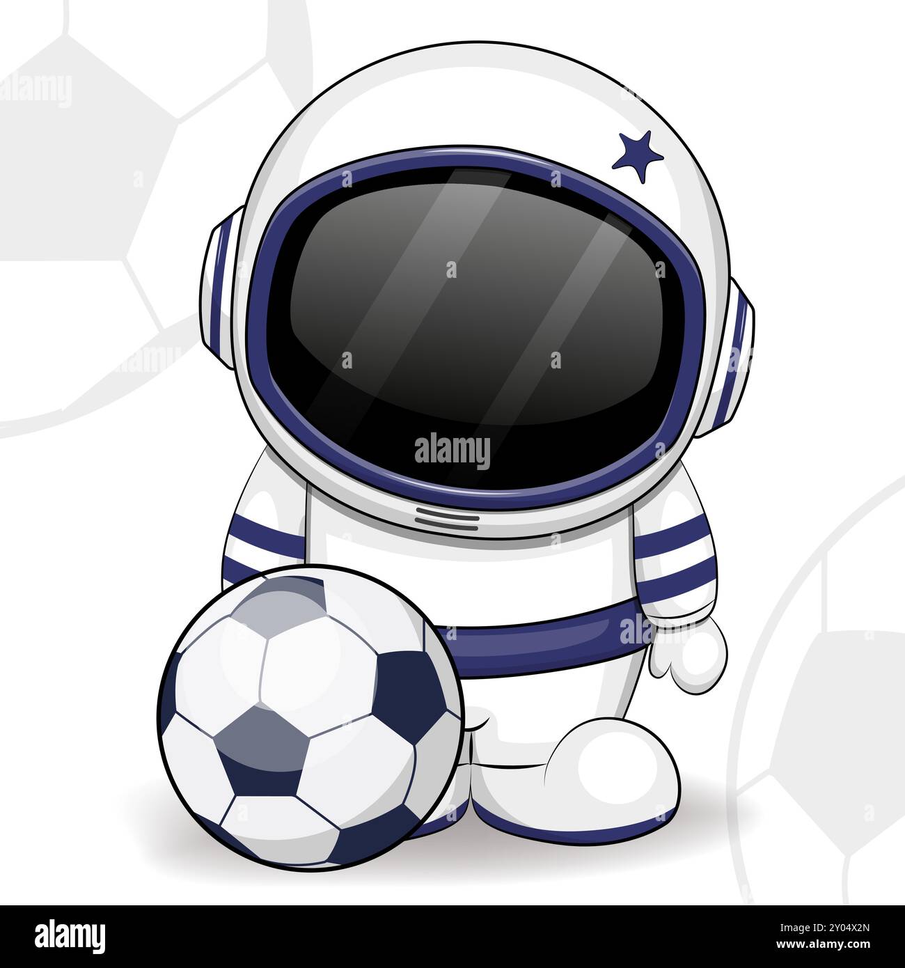 Cute cartoon astronaut with a soccer ball. Vector illustration of a ...