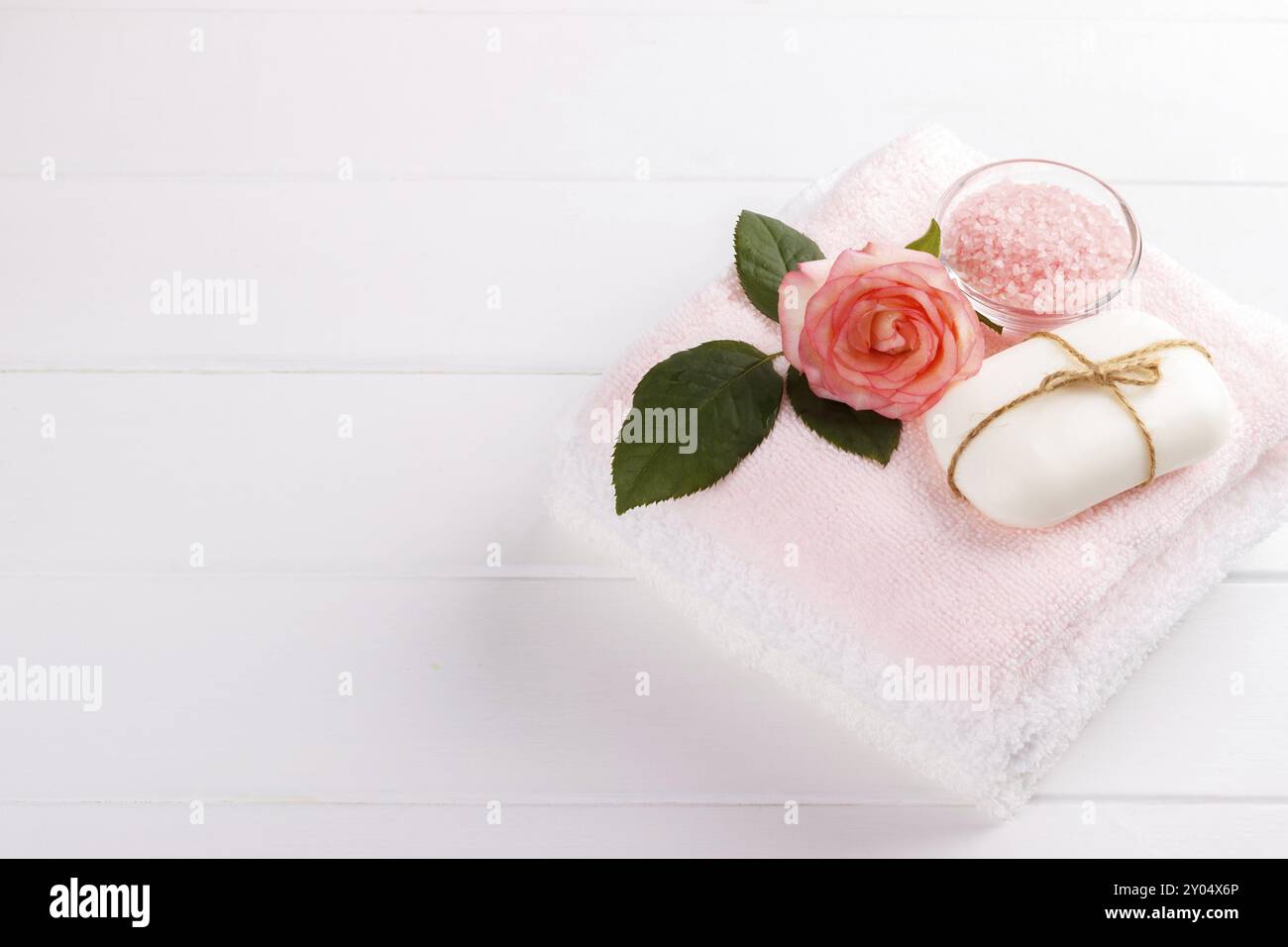 Spa setting and health care items, isolated on white background.Space ...