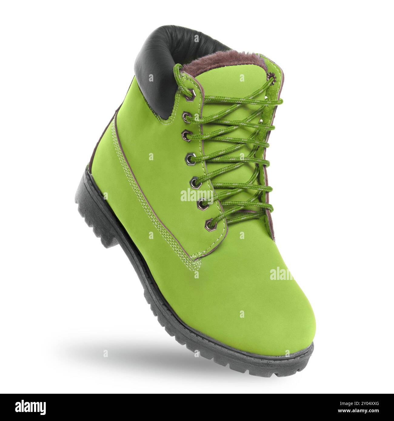 Green boot. Angle view. Isolated on white background Stock Photo - Alamy