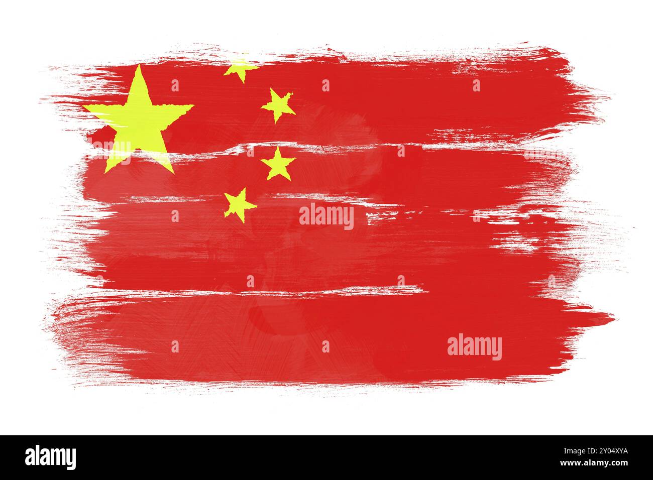 The Chinese flag painted on white paper with watercolor Stock Photo - Alamy
