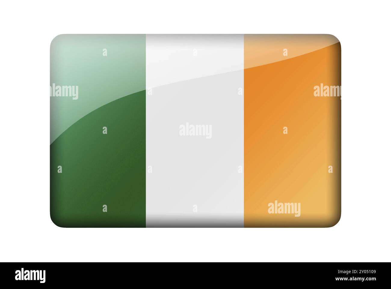 The irish flag. Rectangular glossy icon. Isolated on white background ...