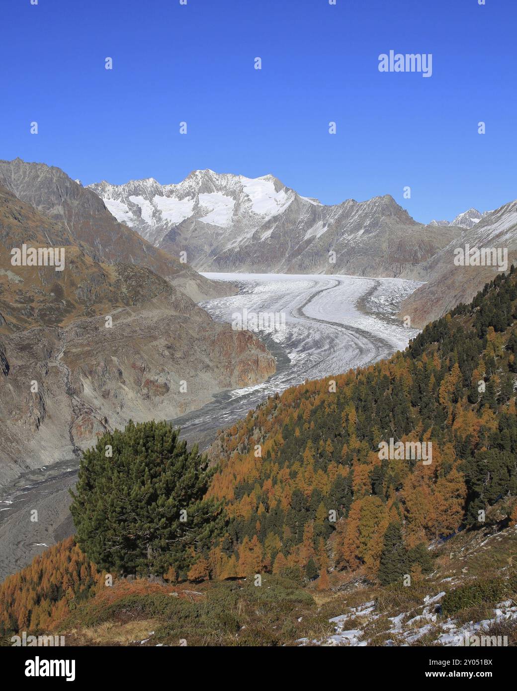 Autumn landscape in Switzerland. Longest glacier of the Alps Stock ...