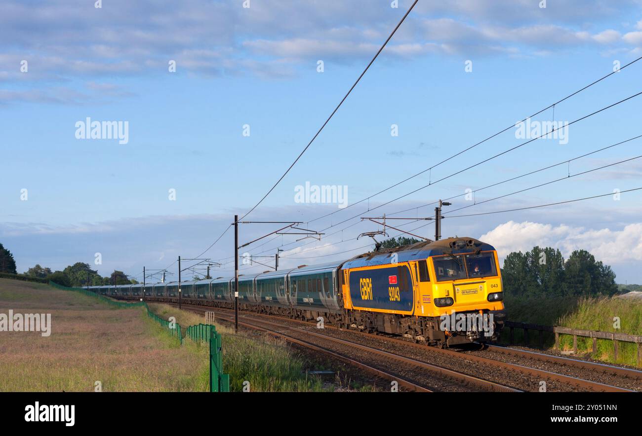 The northbound Lowland Caledonian sleeper on the west coast mainline in ...