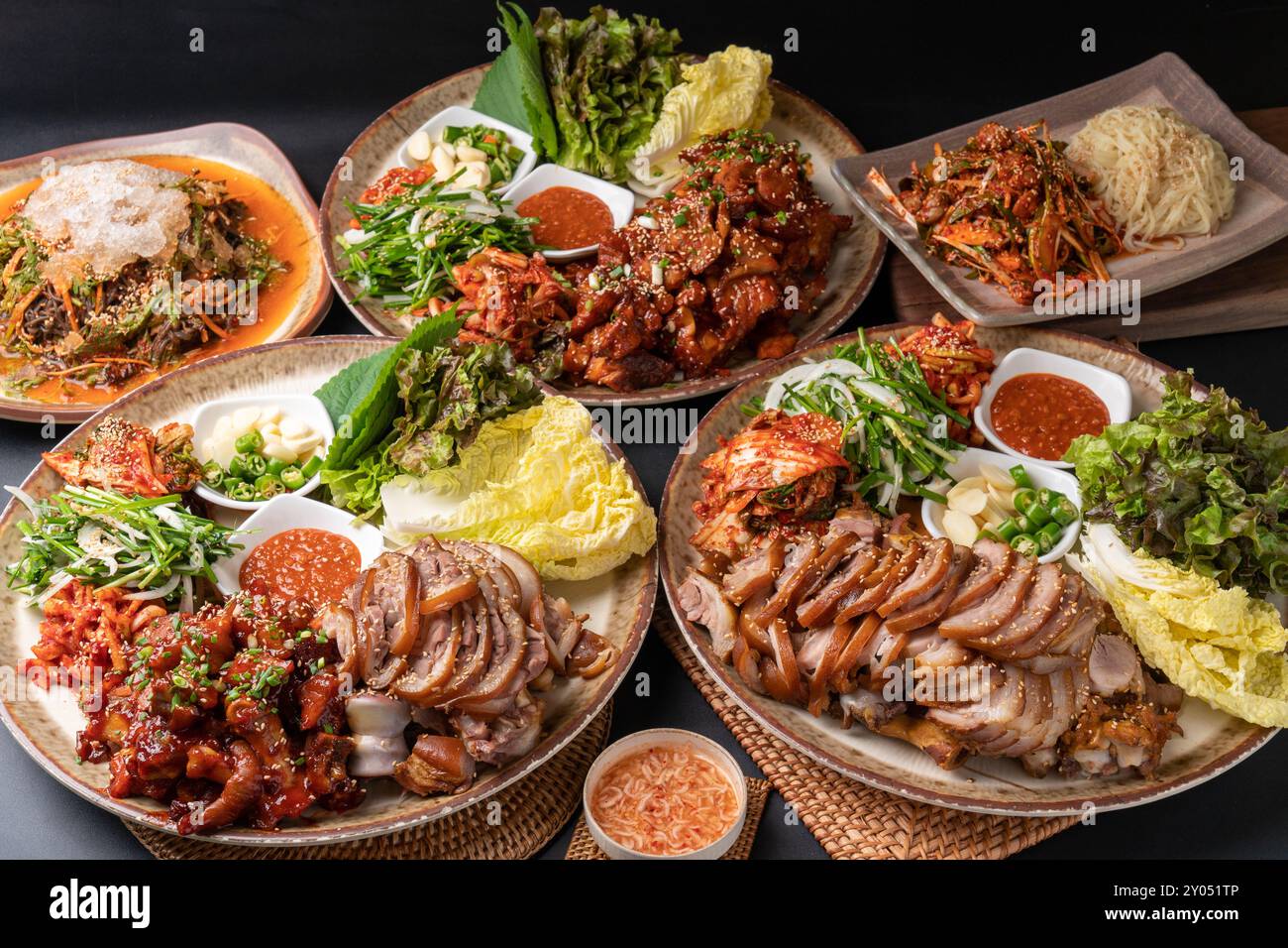 Steamed pork feet, jokbal, spicy pork feet, sea snail, seasoned spicy ...