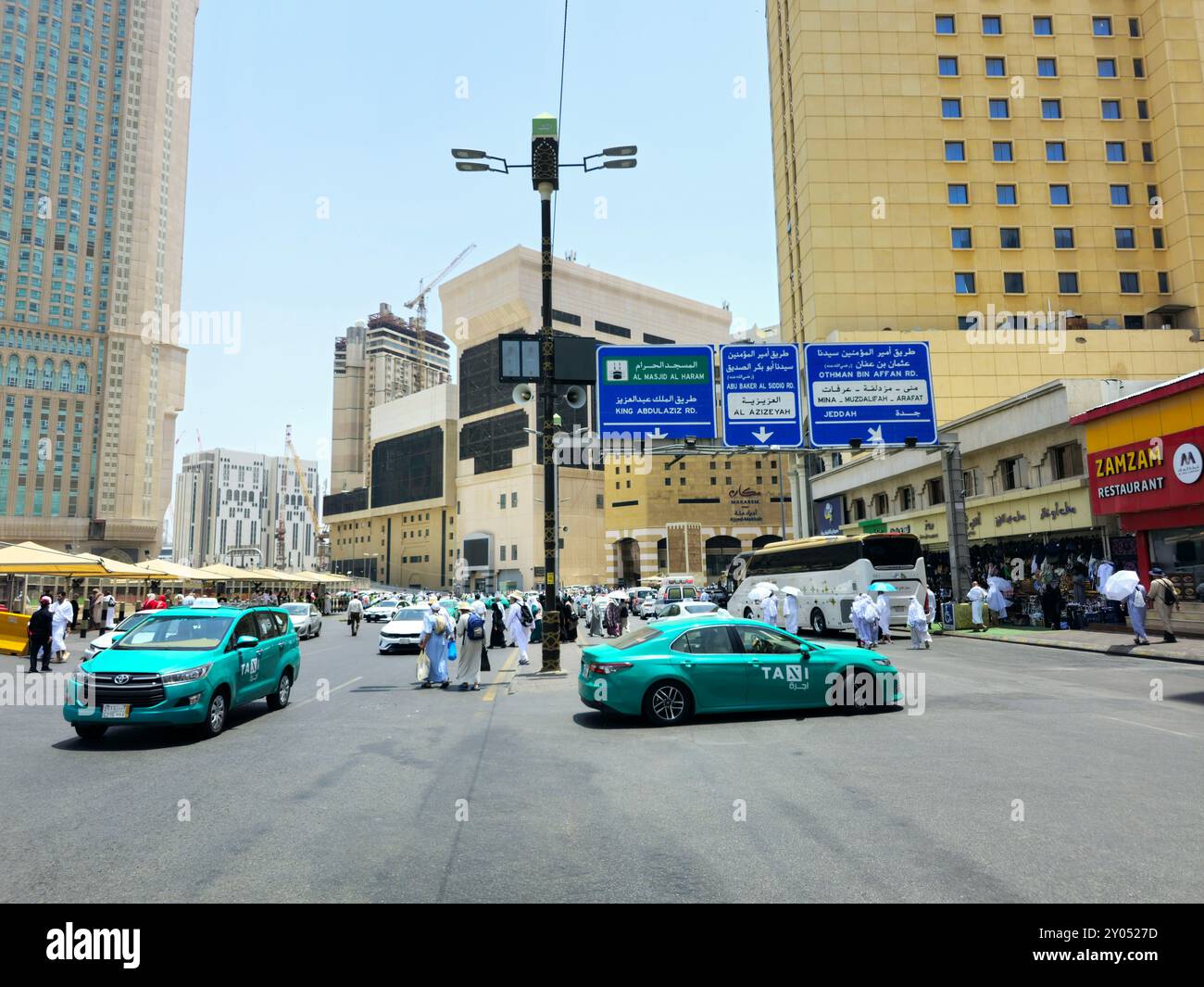 Mecca, Saudi Arabia, June 5 2024: Road sign to Mina, Muzdalifah, Arafat ...