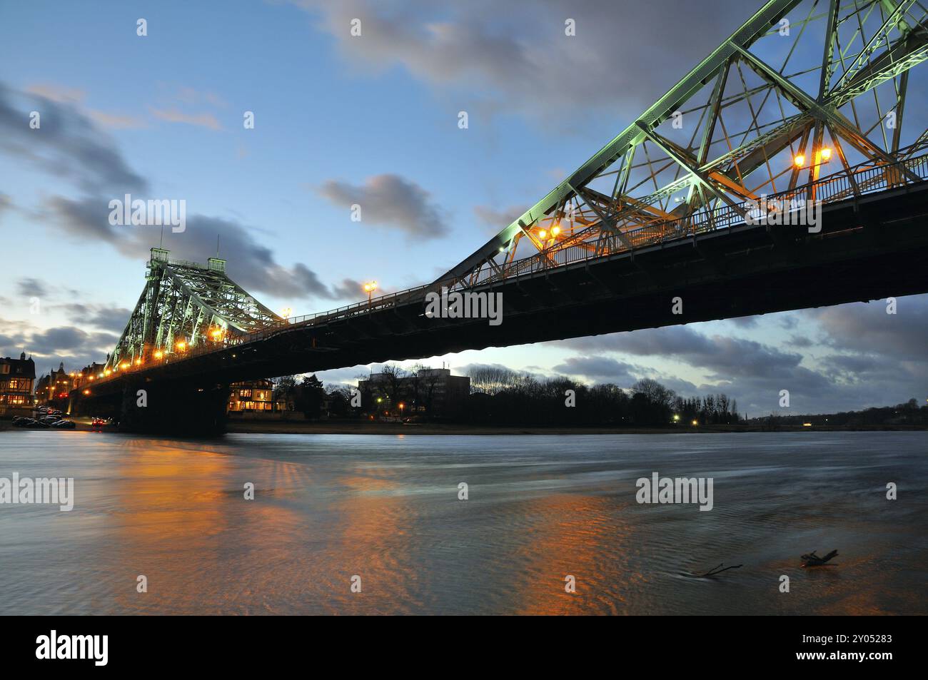 Blue Wonder in Dresden, at night. Bridge called Stock Photo - Alamy