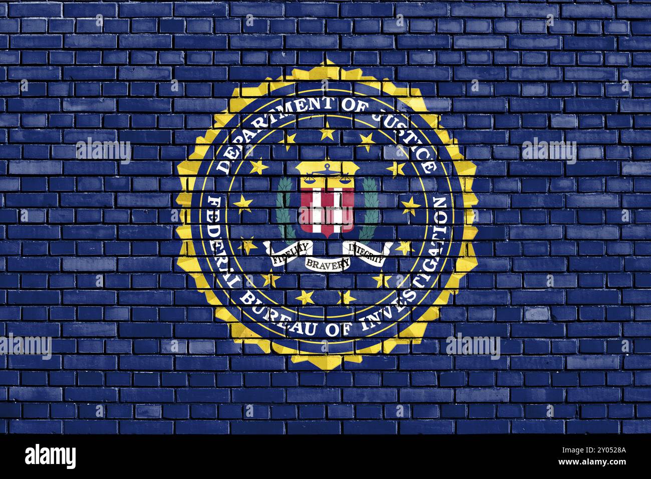 Flag of FBI painted on brick wall Stock Photo - Alamy