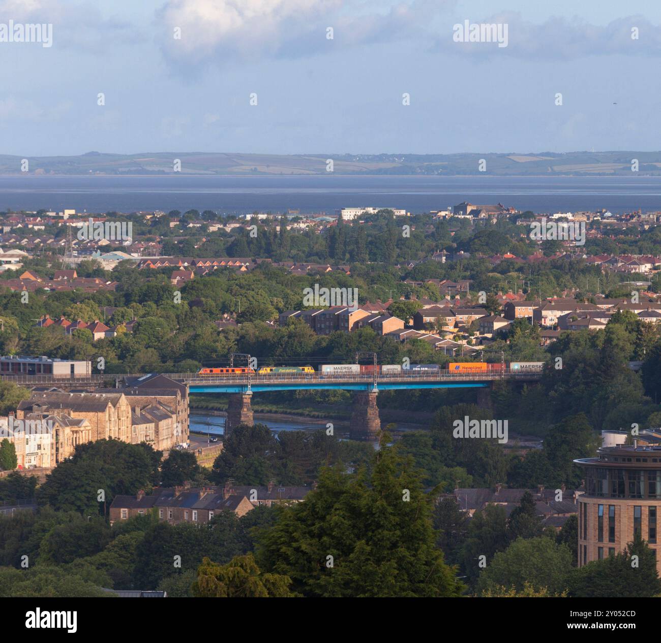 2 Freightliner class 90 electric locomotives hauling a container train ...