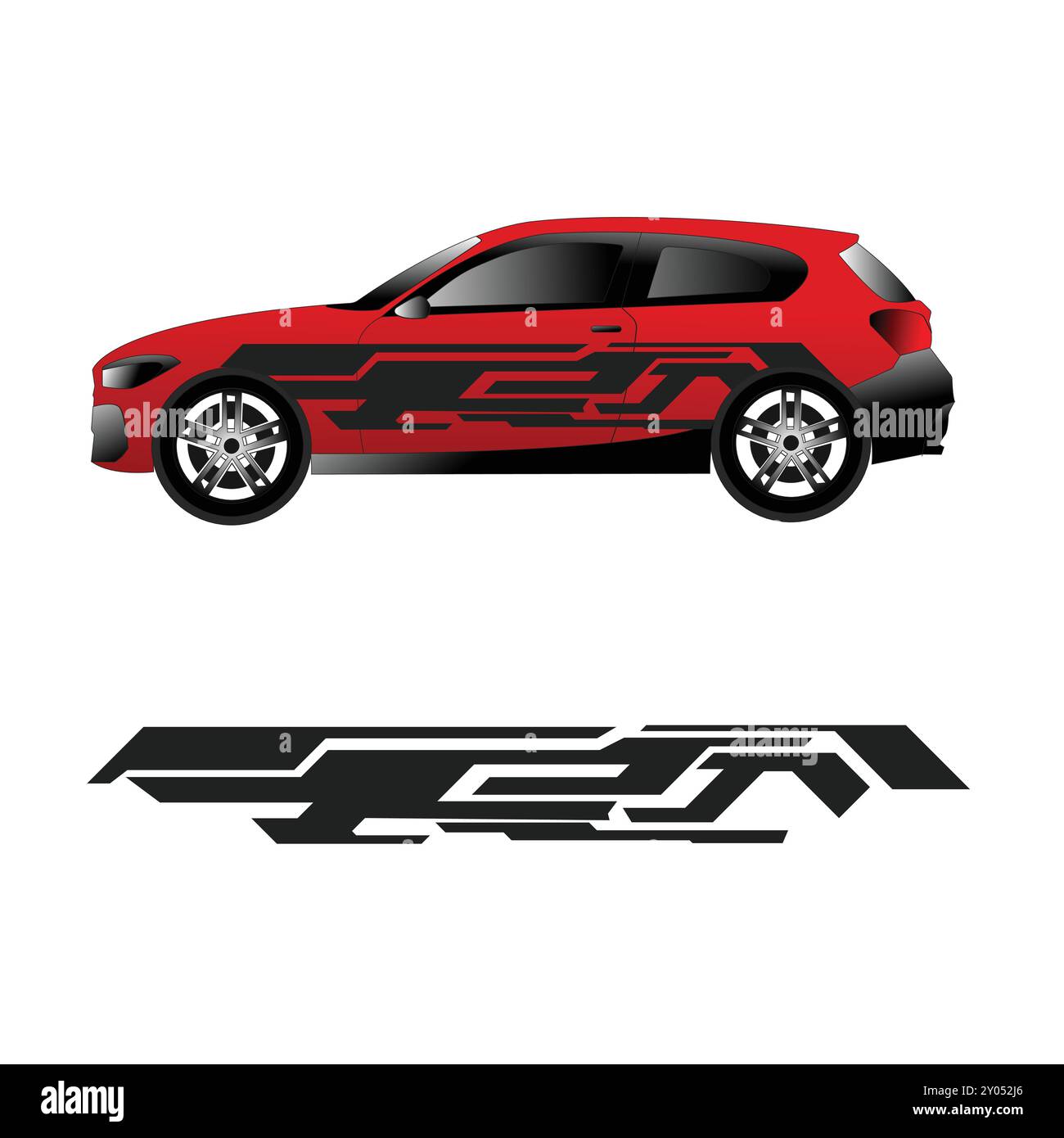 car body wrap vinyl livery decal vector design. white car decal Stock ...