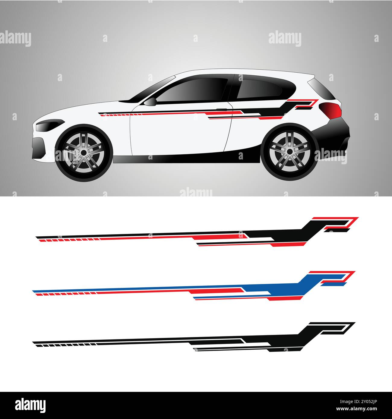 car body wrap vinyl livery decal vector design. white car decal Stock ...